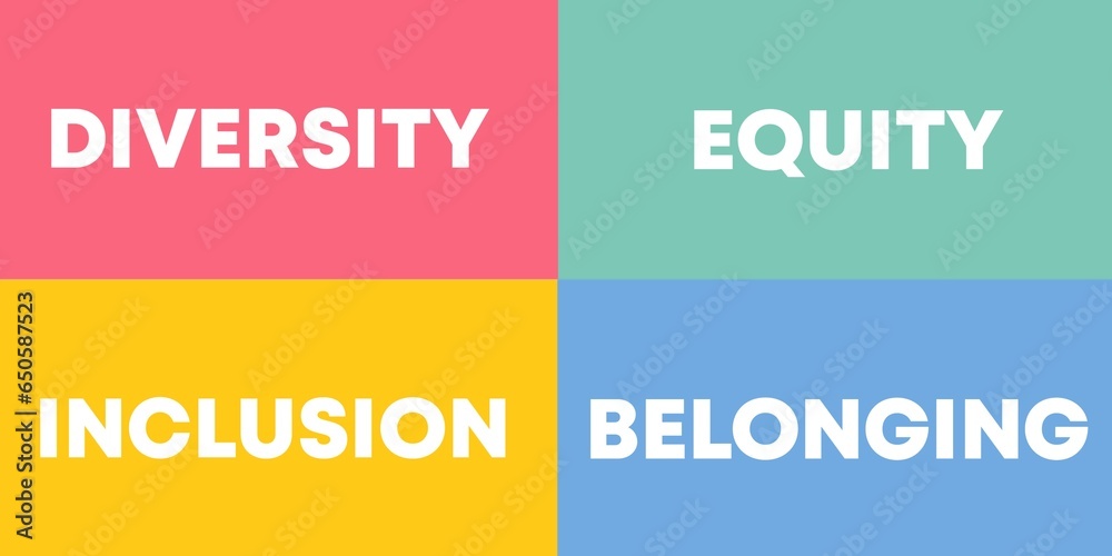 DEIB letters on colorful background. Diversity, equity, inclusion and ...