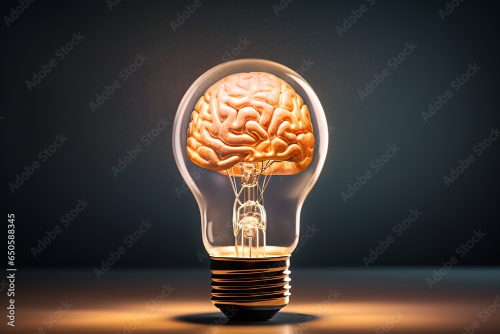 Illuminating Ideas, A Brain Inside a Bulb, Symbolizing Creativity and ...