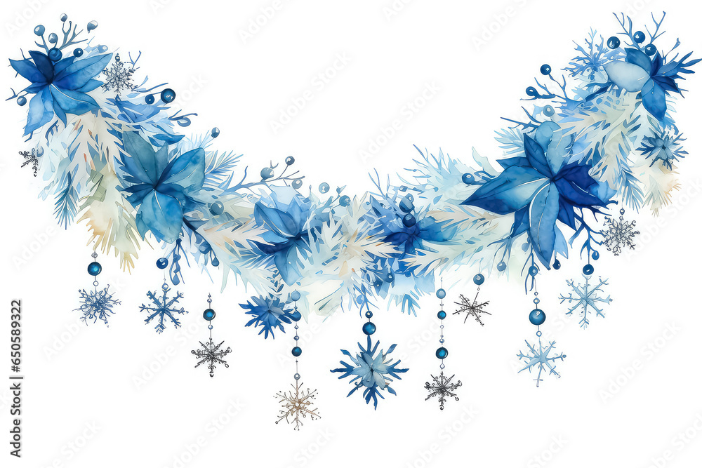 Christmas blue red garland on a uniform background Stock Illustration ...