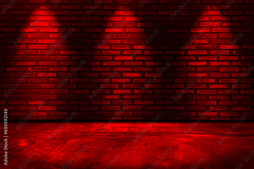Neon light on brick walls that are not plastered background and texture ...