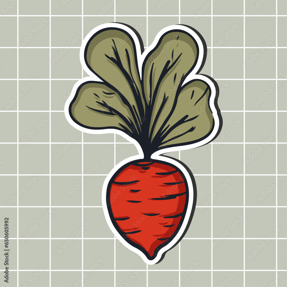 Cartoon Beetroot sticker. Clipart scrapbook Stock Vector | Adobe Stock