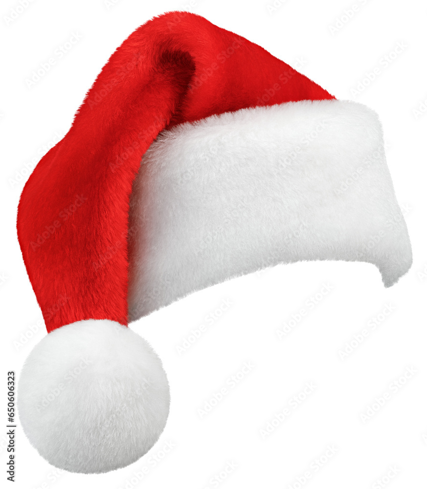 Santa Claus red hat or Christmas red cap isolated on transparent ...
