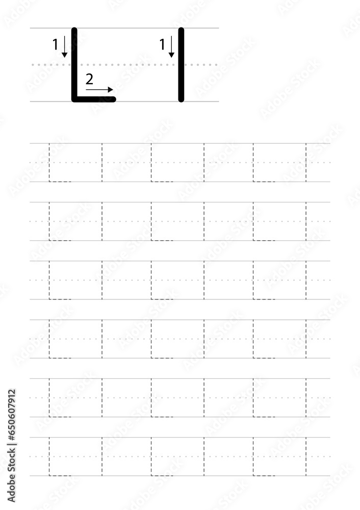 Printable letter L alphabet tracing worksheet Stock Vector | Adobe Stock