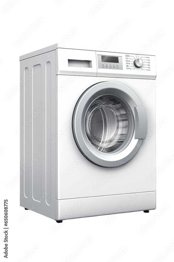 Isolated white washing machine on cutout PNG transparent background and ...