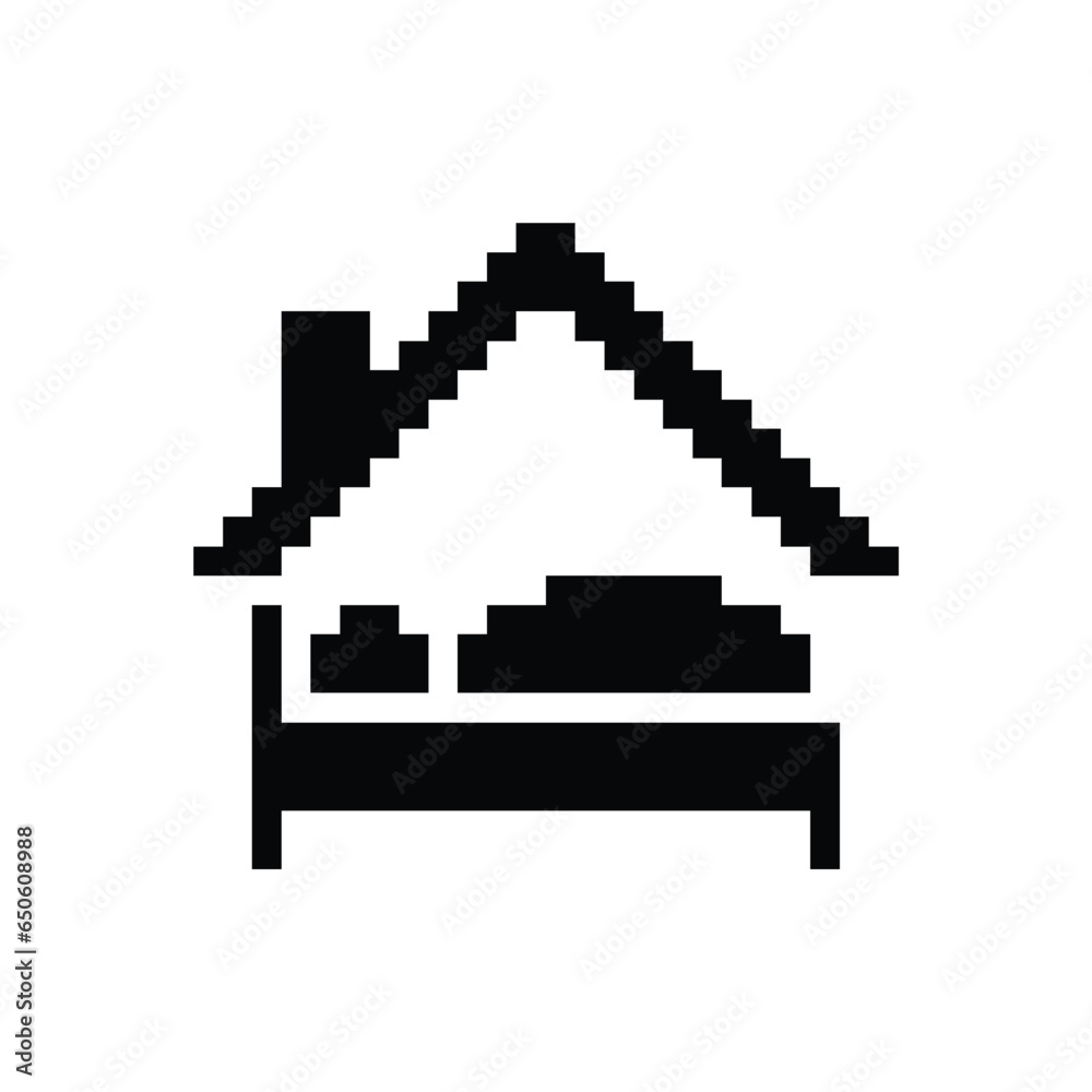 this is sleep icon 1 bit style in pixel art with black color and white ...