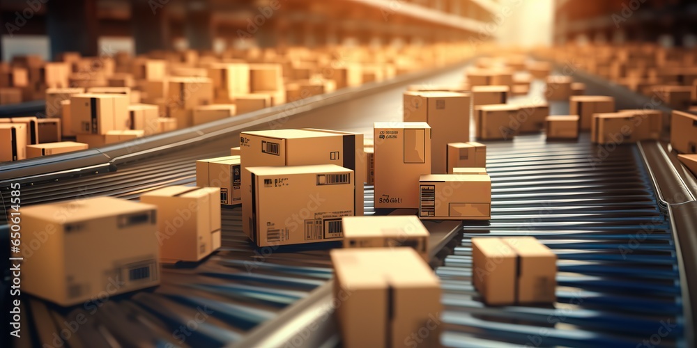 AI Generated. AI Generative. Factory shipping cargo delivery factory ...