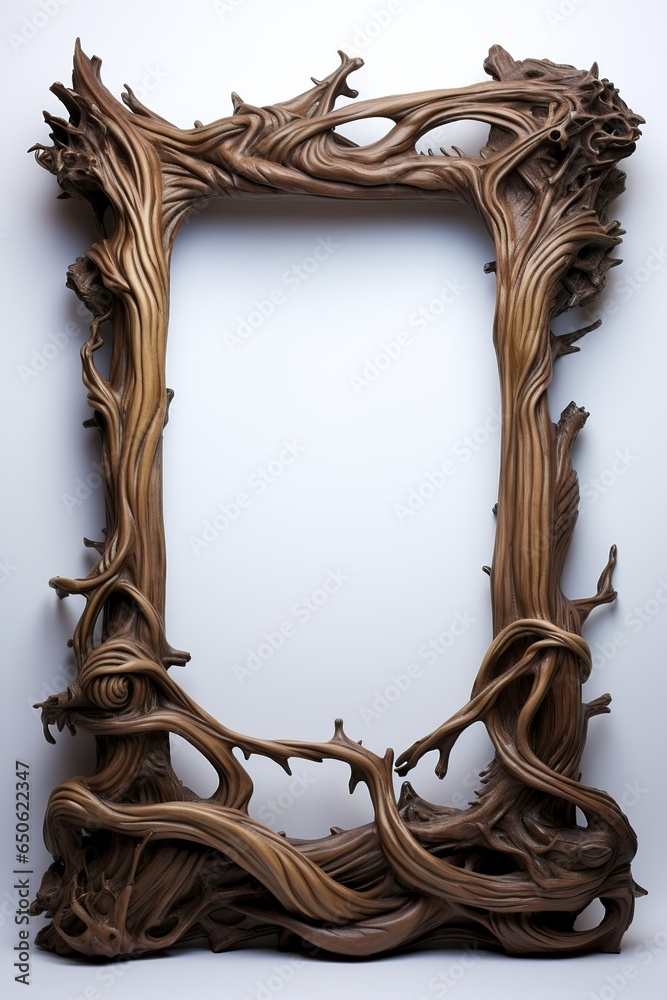 Ornamental fantasy style picture frames made of roots with white ...
