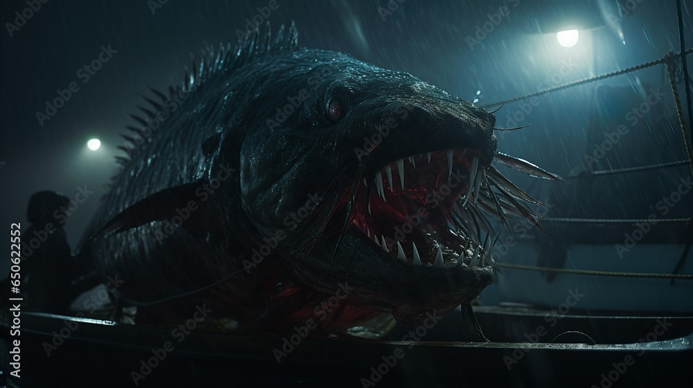 Sea monster emerges from waters and attacks fishing boat with terrified ...