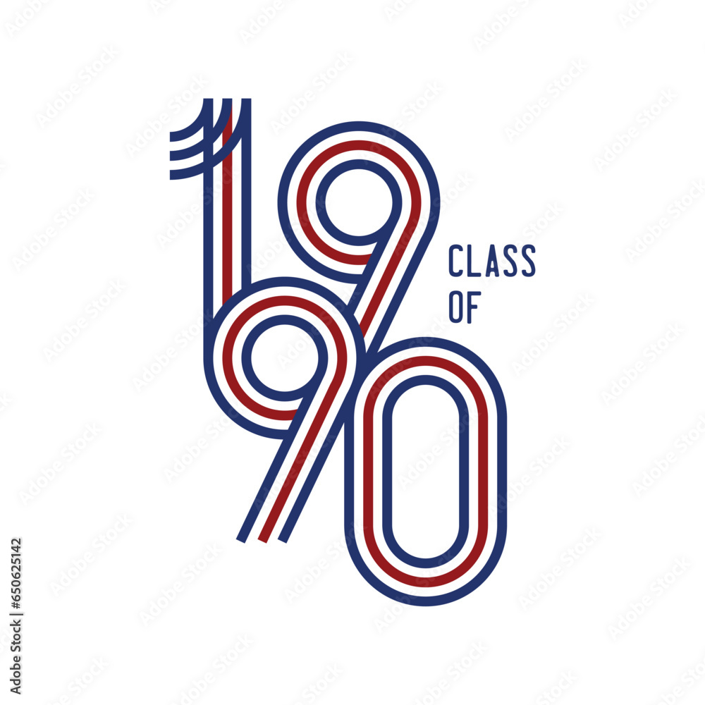 Class of 1990 logo retro vector white 1990 classic retro class logo ...