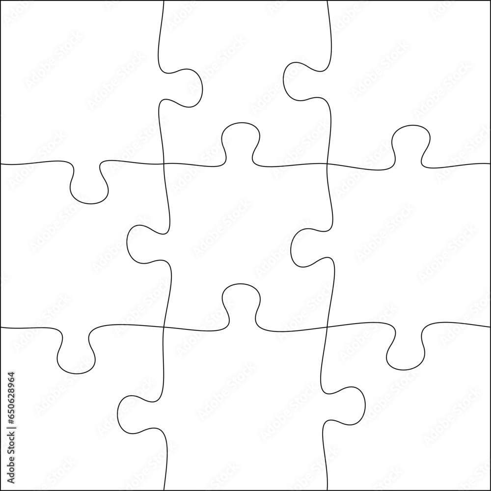Jigsaw puzzle blank template or cutting guidelines of transparent ...