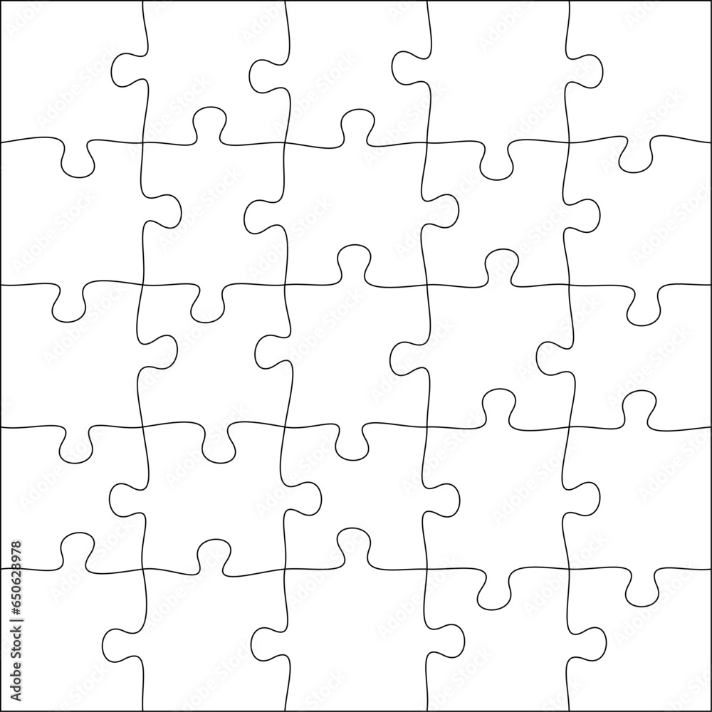 Jigsaw puzzle blank template or cutting guidelines of transparent ...