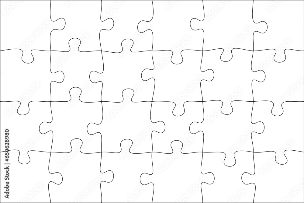 Jigsaw puzzle blank template or cutting guidelines of transparent ...