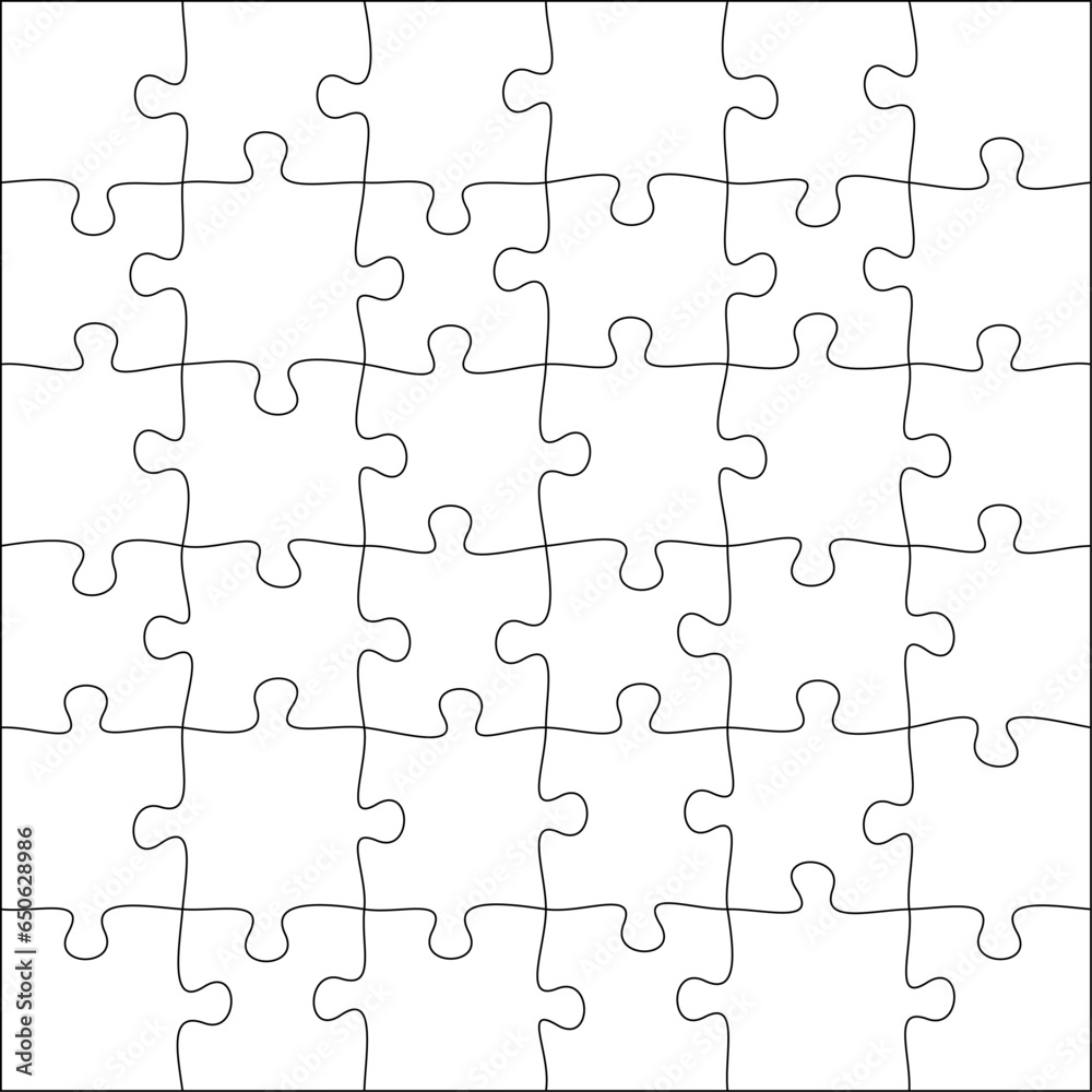 Jigsaw puzzle blank template or cutting guidelines of transparent ...