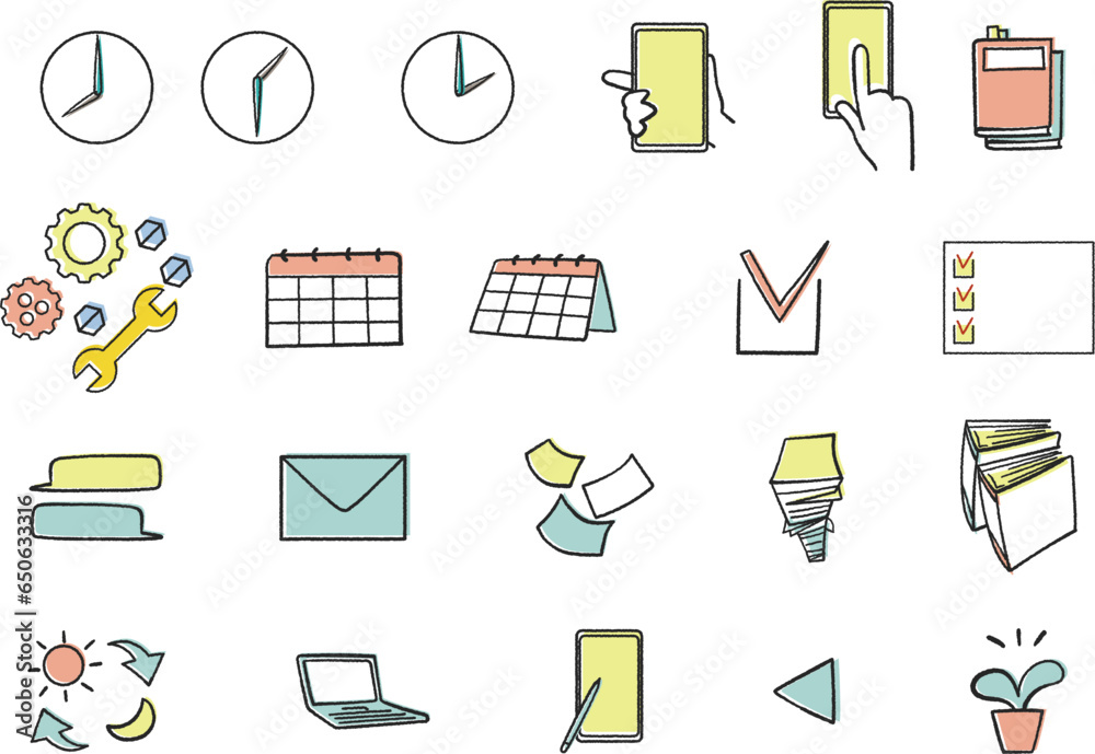タスク管理に使う道具やイメージ セット イラスト素材 Stock-Vektorgrafik | Adobe Stock