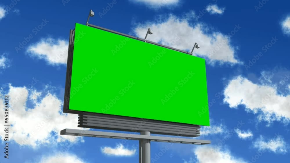 Time-lapse blank green screen billboard or large display front view ...