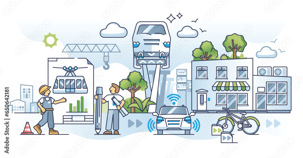 Future of urban transport with electric public transportation outline ...