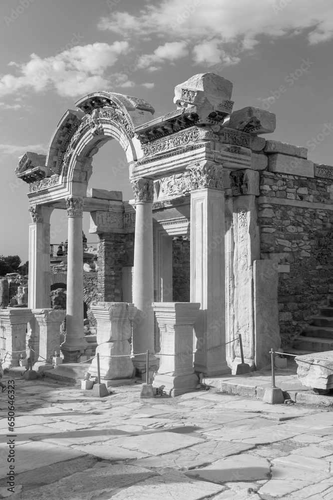 Ephesus ancient city, reverse light technique, Hadrian temple Stock ...