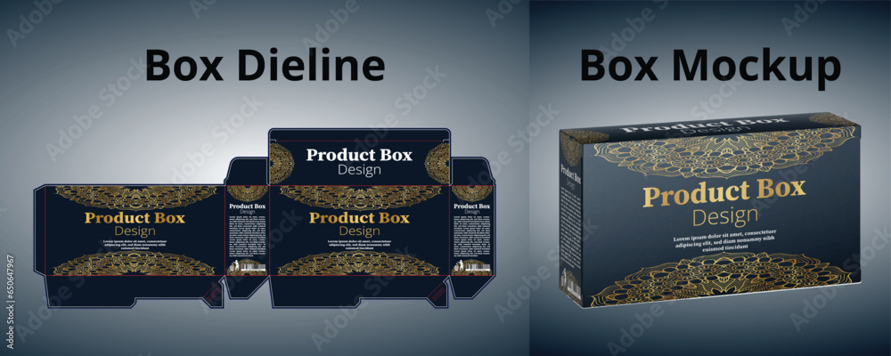 product box design with dieline, Realistic White Package Box, product ...