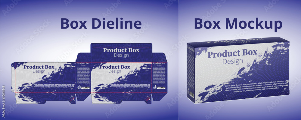 product box design with dieline, Realistic White Package Box, product ...