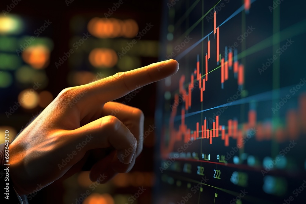 Finger pointing at financial chart showing price increase in stock ...