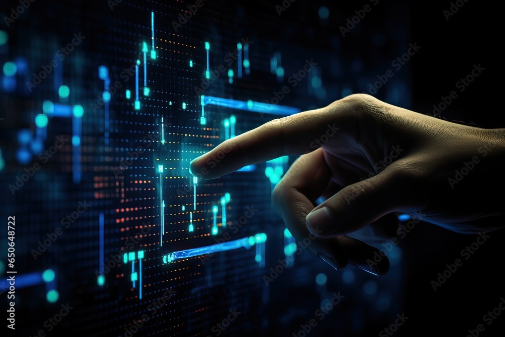 Finger pointing at financial chart showing price increase in stock ...