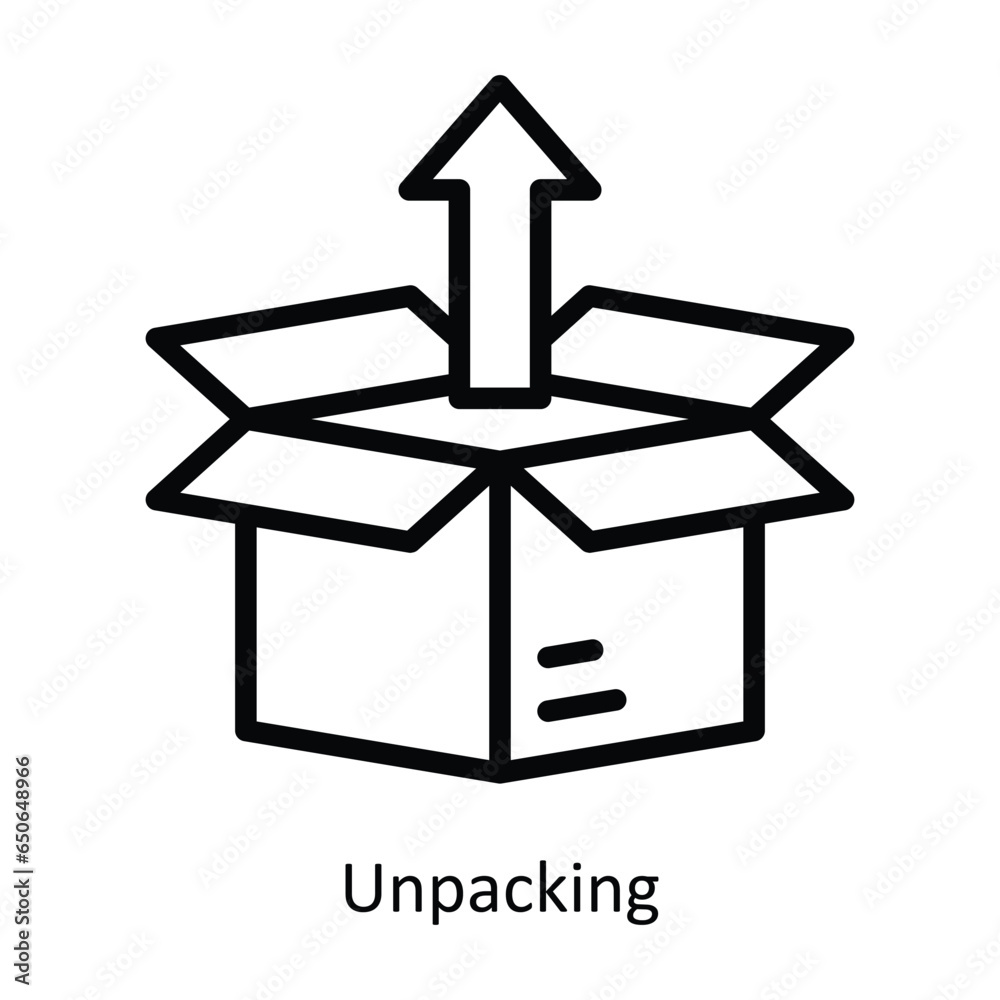 Unpacking vector outline Icon Design illustration. Web store Symbol on ...