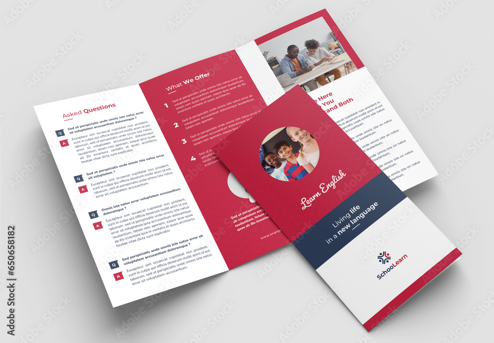 Learn Language Trifold Brochure Layout Stock Template | Adobe Stock