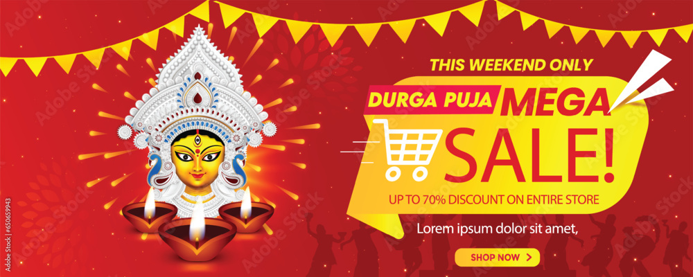 indian festival happy durga puja creative banner background design with ...