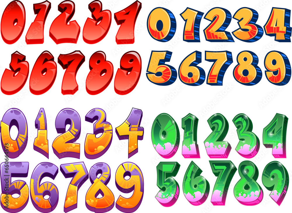 Graffiti Styled Numbers and digits in an Urban Street Art Tagging ...
