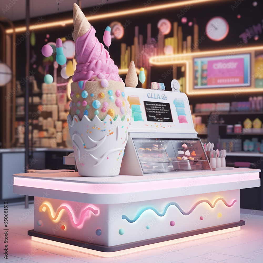 Minimal Ice cream parlor, Ice cream shop, ice cream bar, ice cream ...