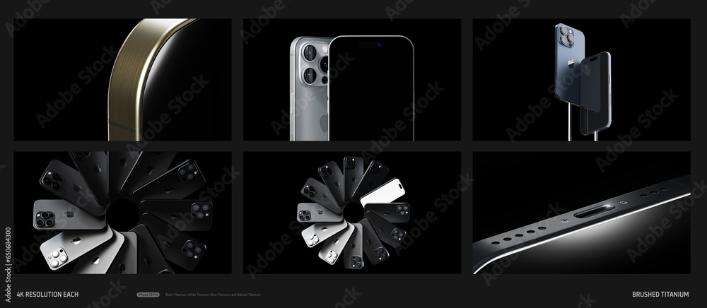 IPhone 15 pro product banner with copy space. phone with blank screen ...