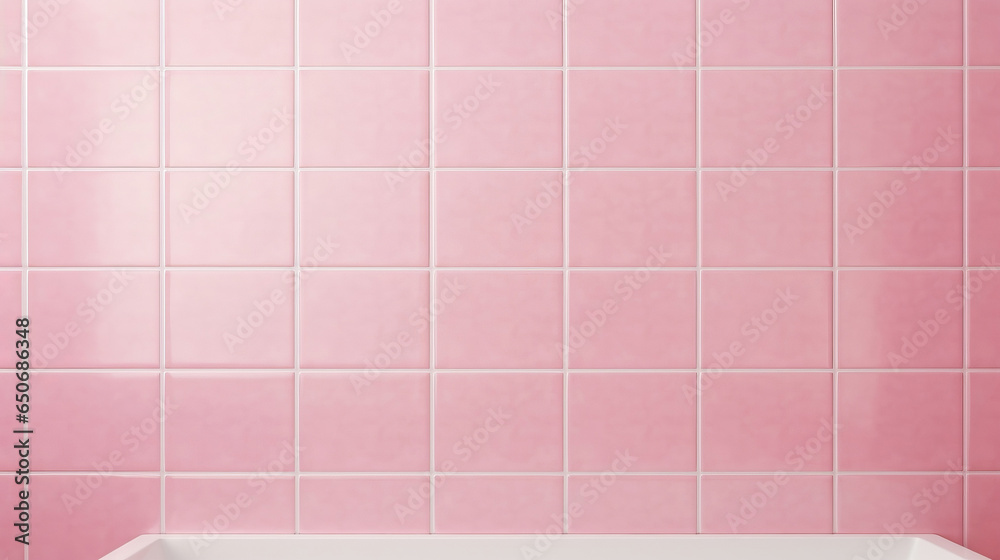 Pink ceramic tile wall or floor background. Design wallpaper copyspace ...