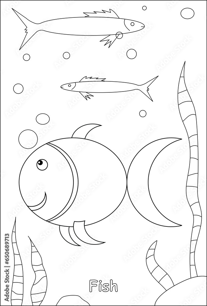children coloring page of fish line drawing page for preschool kids ...