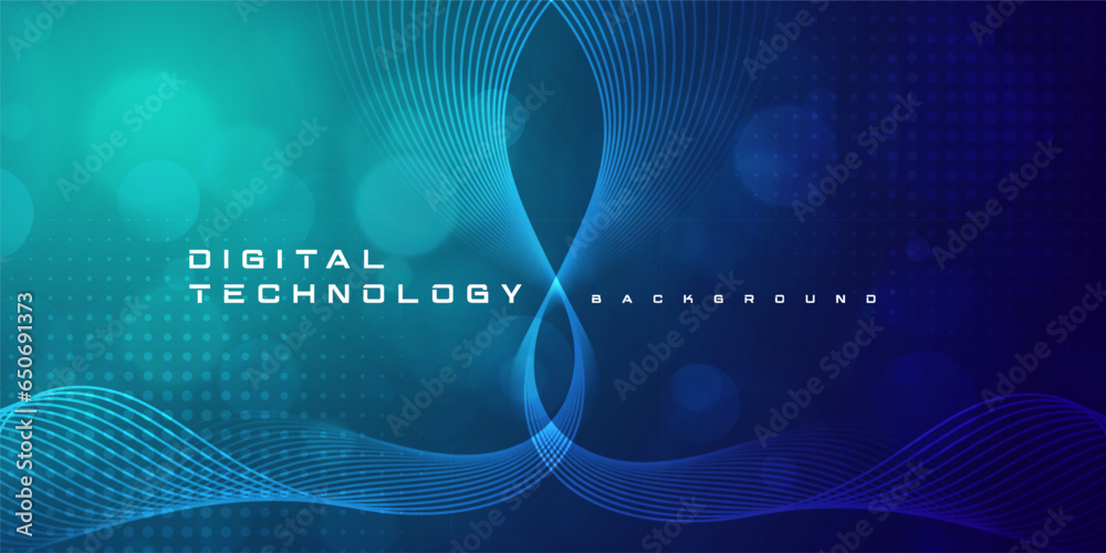 Digital technology banner green blue background concept, cyber ...