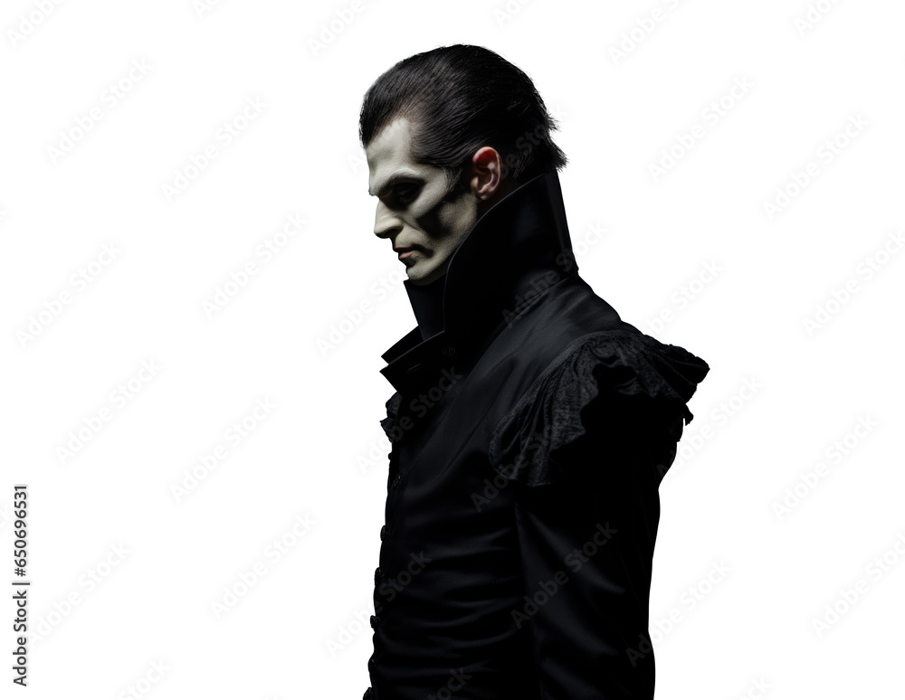scary male vampire in a black cloak, png file of isolated cutout object ...