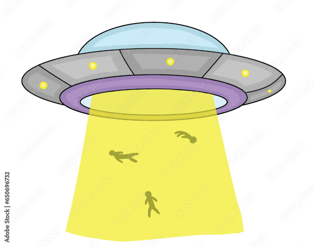 This picture is an illustration of an alien UFO that draws humans into ...