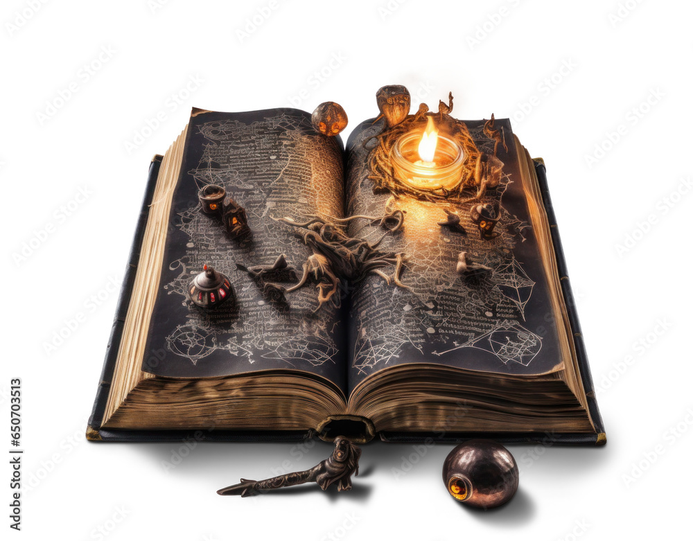 open magical halloween spell book, png file of isolated cutout object ...