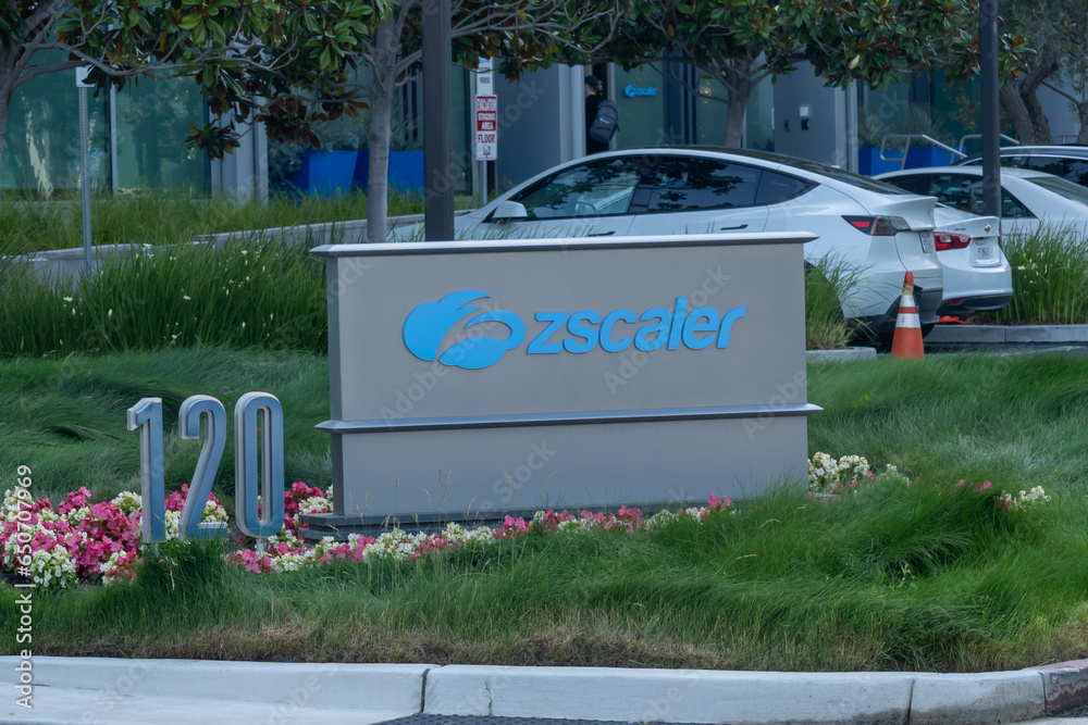 Zscaler sign outside the company's headquarters in Silicon Valley, San ...