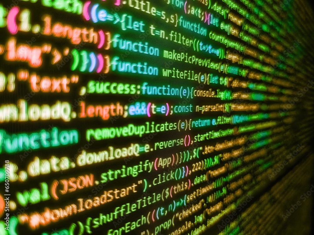 Screen of web developer. Web programming and bracket technology ...