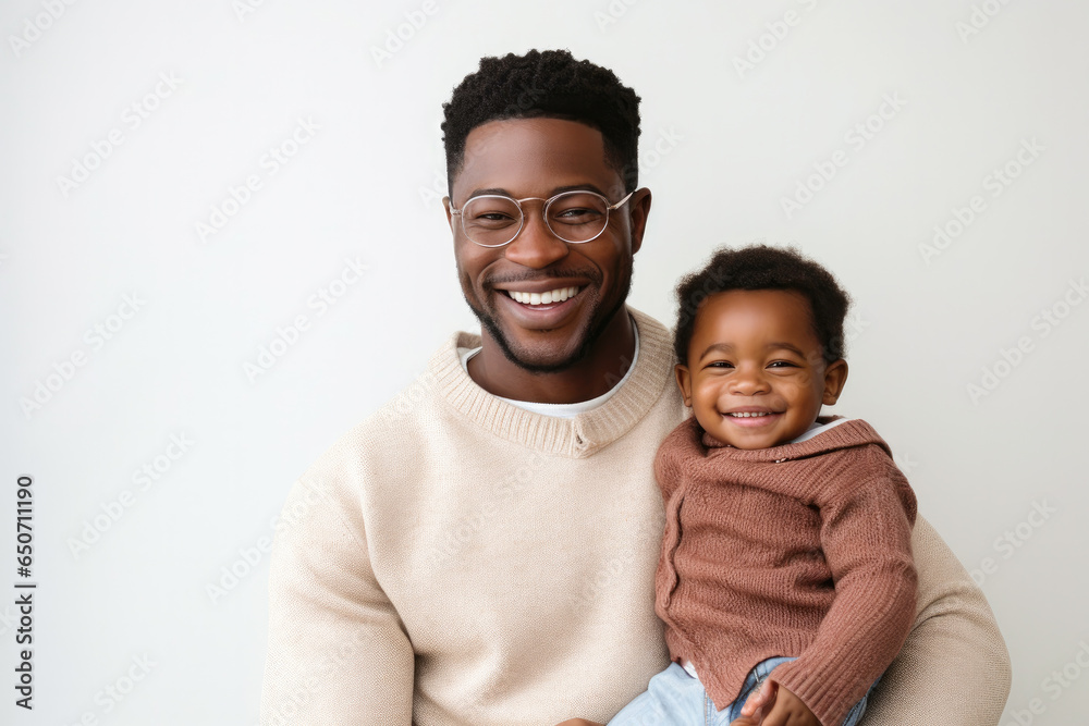 African-american father and son portrait on gradient studio background ...
