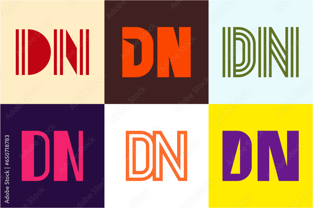 Set of letter DN logos. Abstract logos collection with letters ...