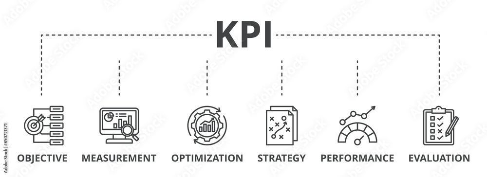 KPI web banner icon vector illustration concept for key performance ...