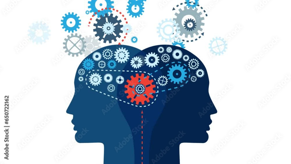 Artificial intelligence. Human heads and gears. State of mind ...