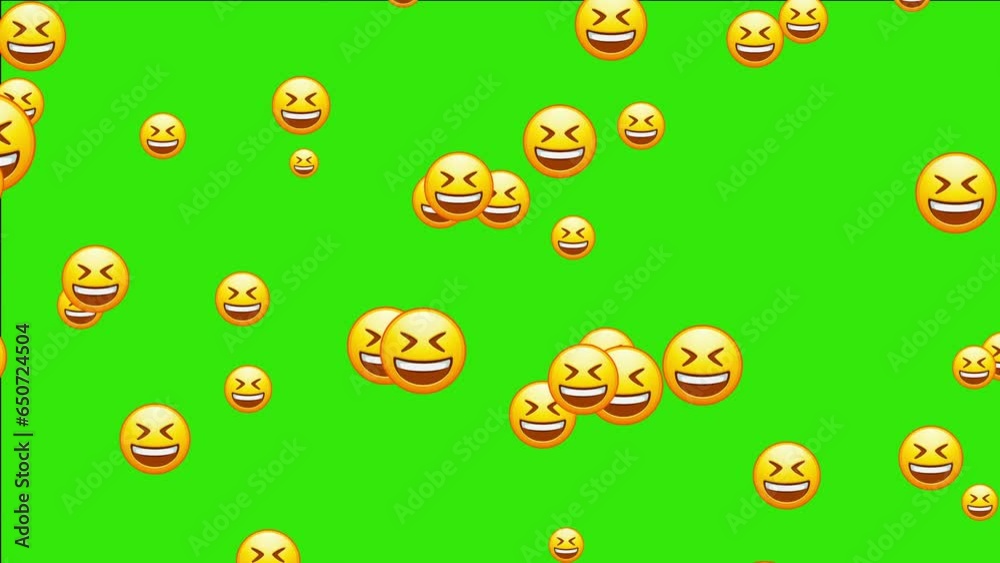Beaming emoji with smiling eyes. Grinning emoticon with radiant smile. Animated falling emojis ...