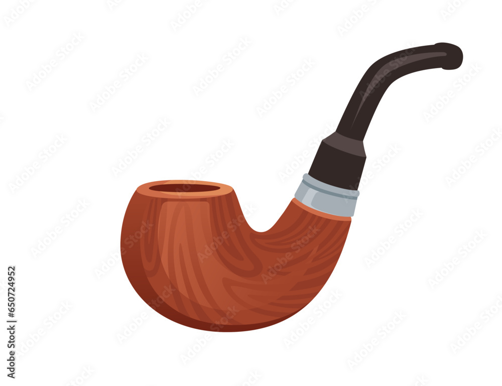Classic wooden smoke pipe vector illustration isolated on white ...