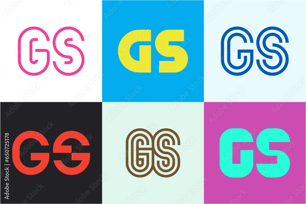 Set of letter GS logos. Abstract logos collection with letters ...