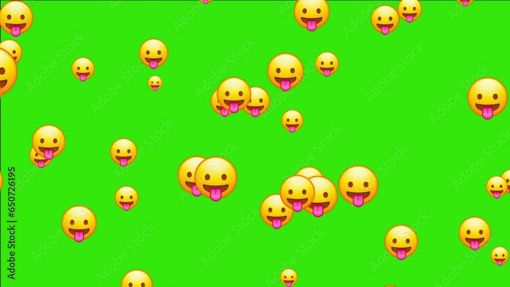 Taunting emoji. Squinting face, grin with tongue out. Animated falling ...