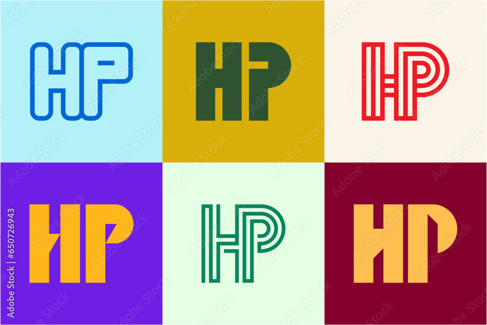 Set of letter HP logos. Abstract logos collection with letters ...