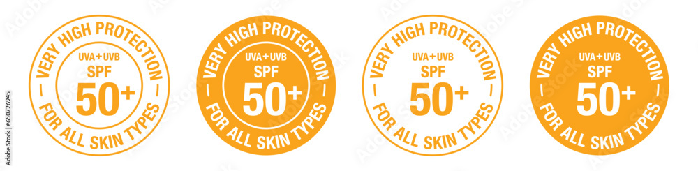 High protection spf 50+ uva uvb vector symbol in yellow color Stock ...