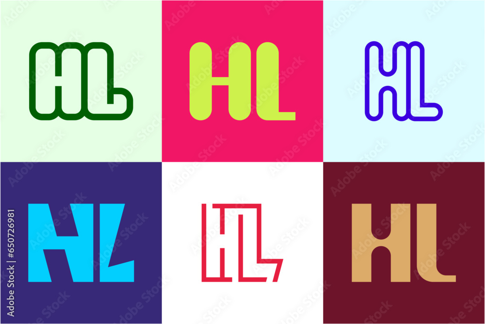 Set of letter HL logos. Abstract logos collection with letters ...